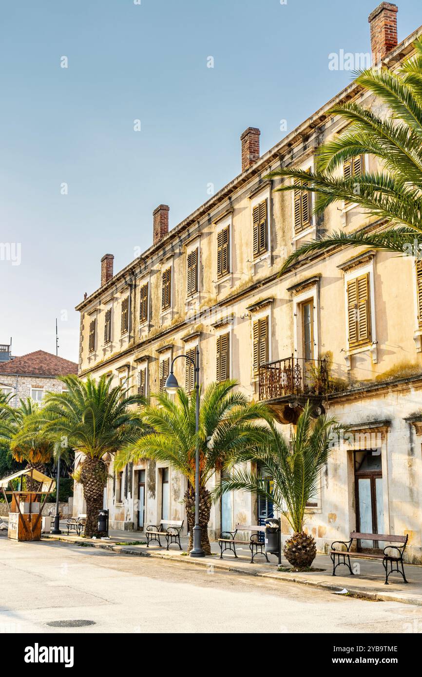 Venetian style house with shutters at the waterfront in Stari Grad ...