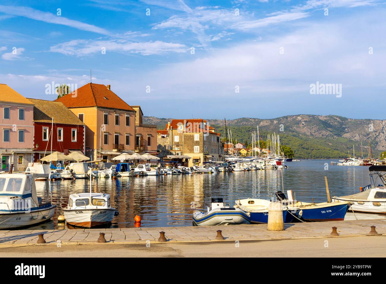 View of the waterfront and marina, Stari Grad, Hvar, Croatia Stock ...