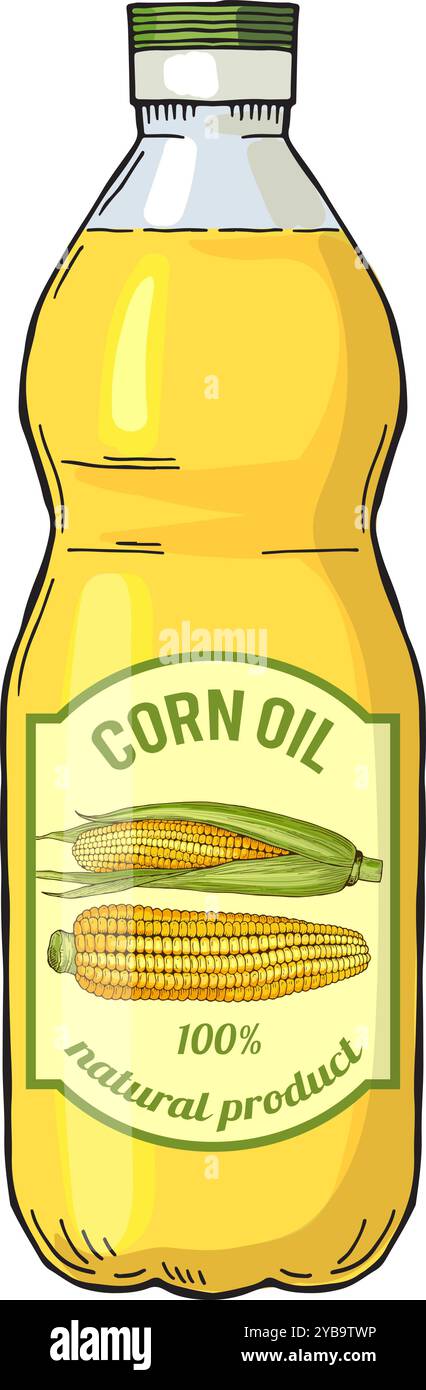 Corn oil drawing. Cooking ingredient color icon Stock Vector Image ...