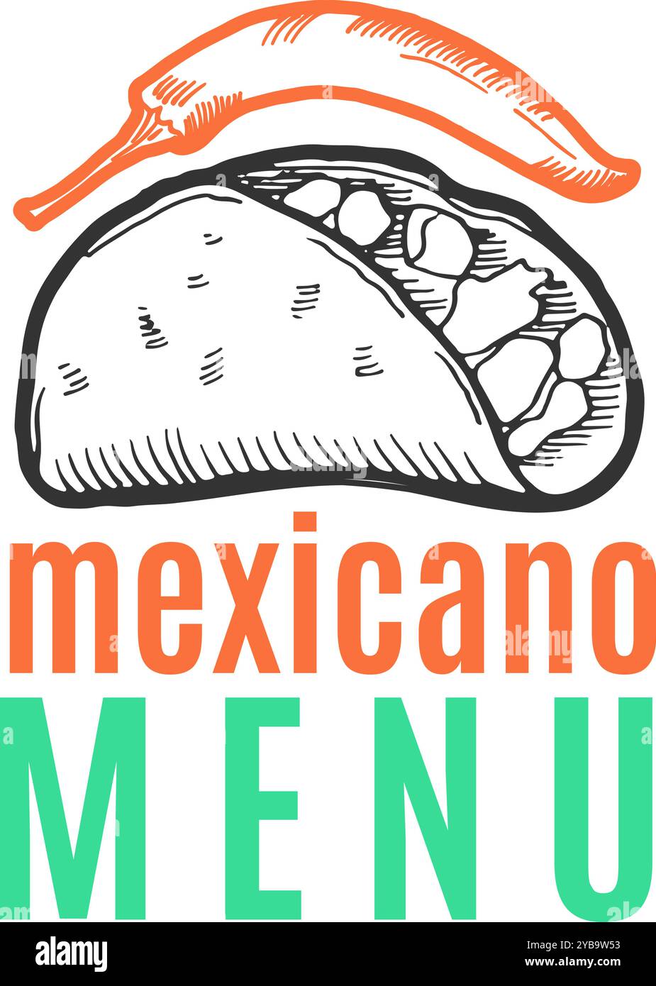 Mexican menu label. Hand drawn food logo Stock Vector Image & Art - Alamy