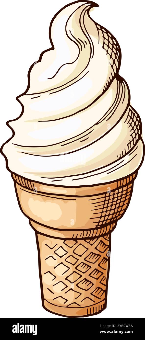 Soft serve ice cream. Hand drawn sweet Stock Vector Image & Art - Alamy