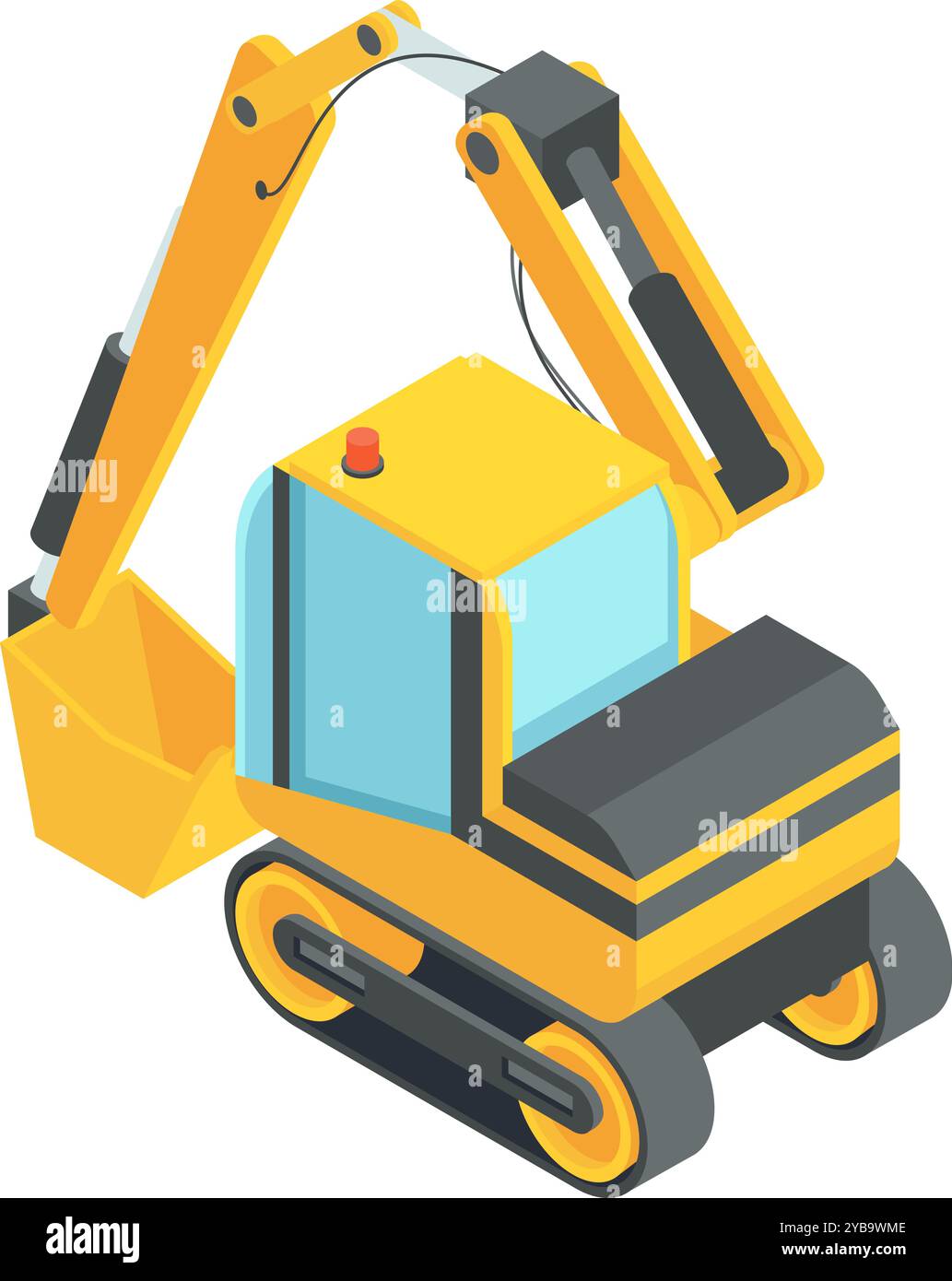 Excavator isometric icon. Industrial machinery. Construction transport ...