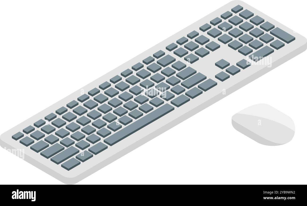 Isometric keyboard and mouse. Computer workspace controller icon Stock Vector Image & Art - Alamy