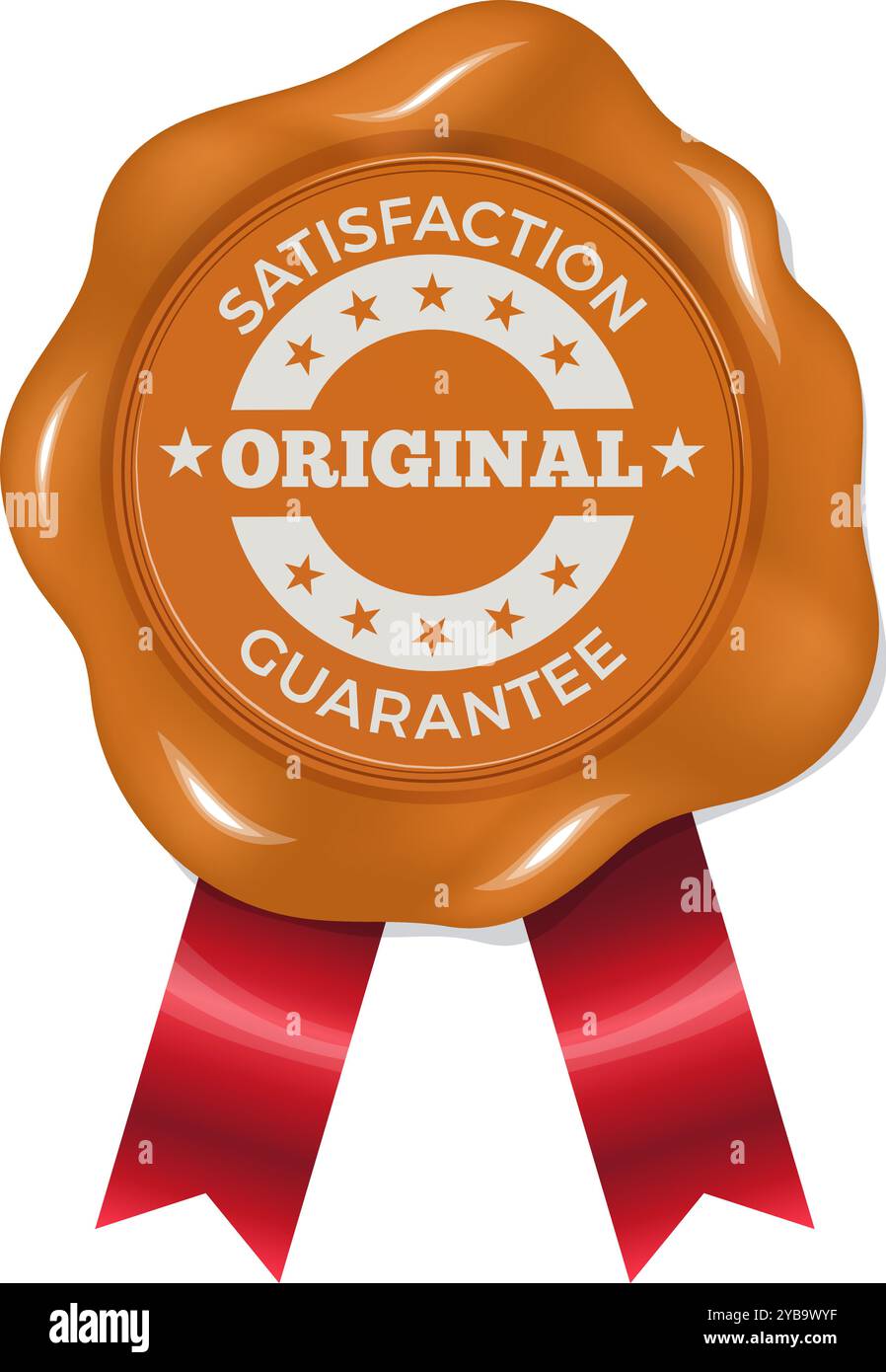 Original guarantee wax seal. Red ribbon stamp Stock Vector Image & Art ...