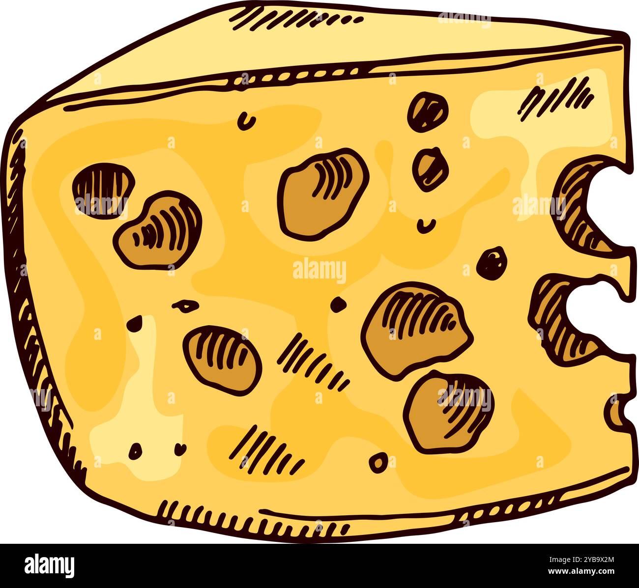Cheese color doodle. Food drawing. Dairy production Stock Vector Image ...