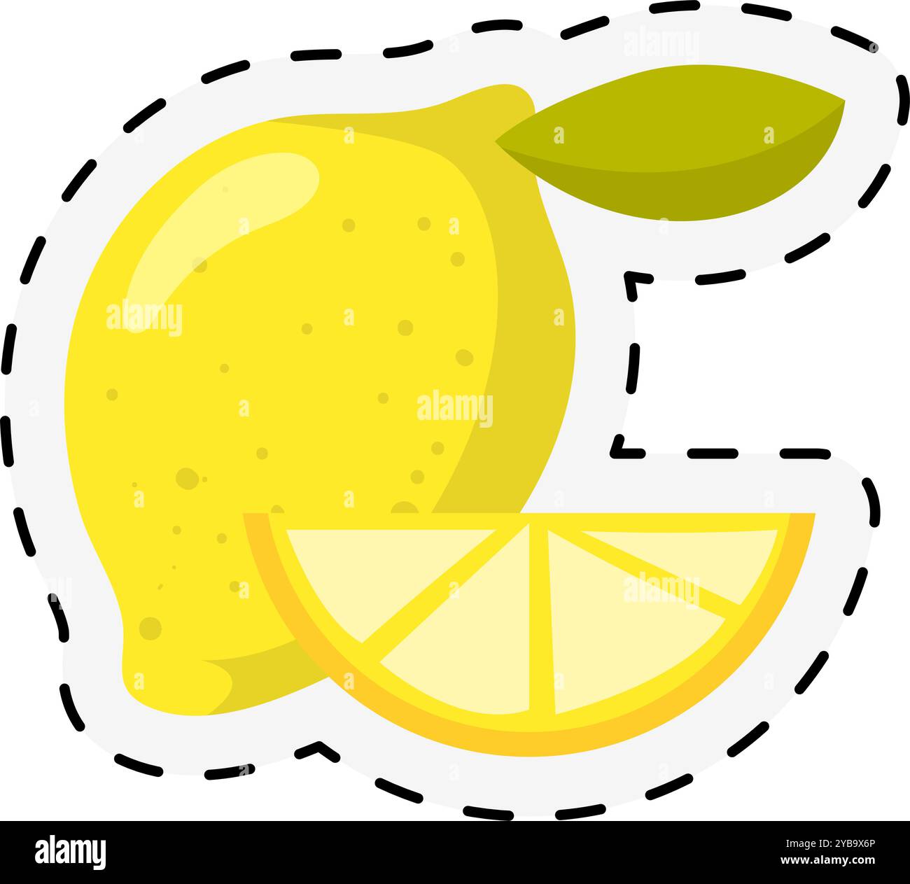Lemon sticker. Food label. Cartoon tropical fruit isolated on white ...