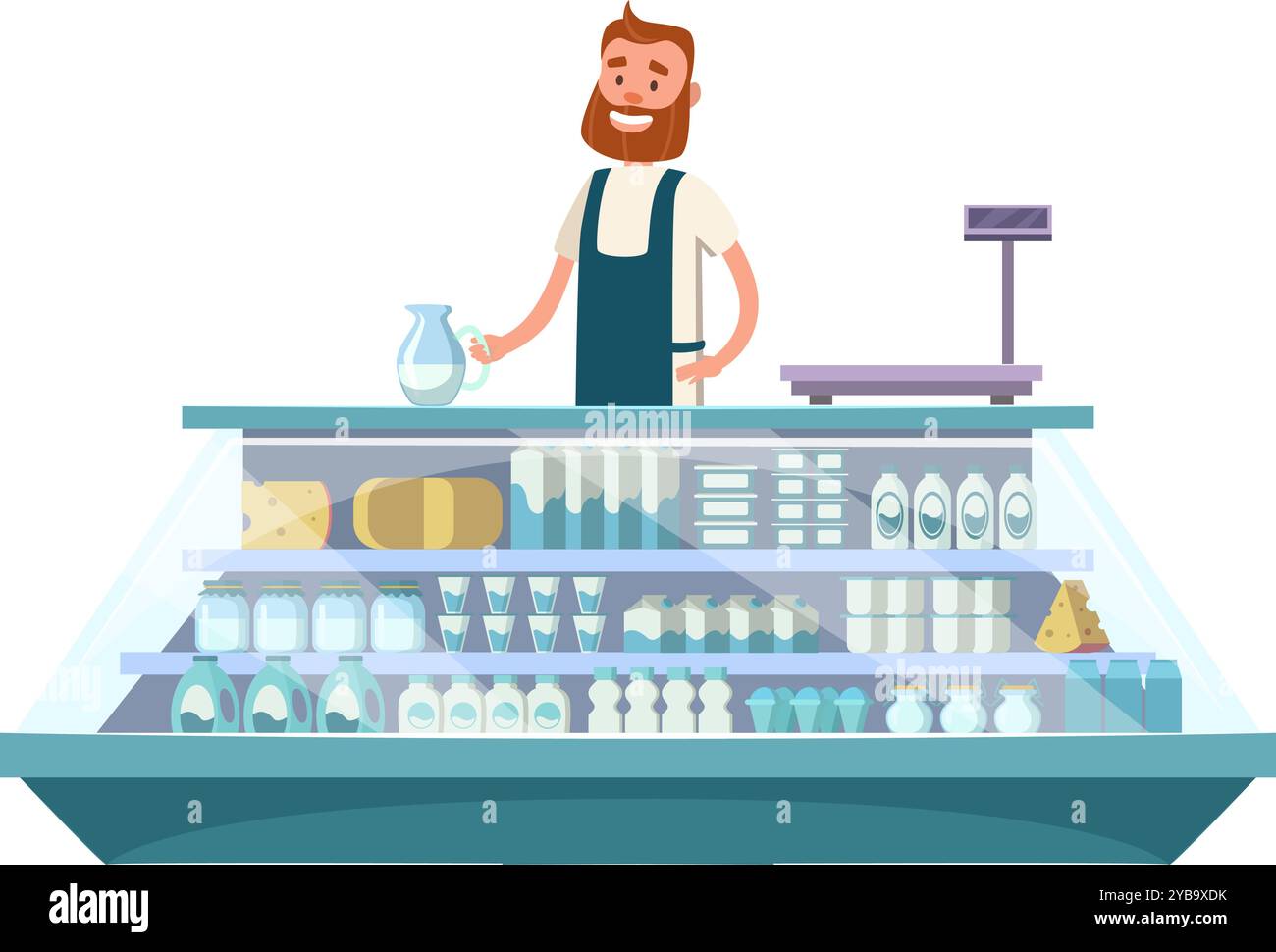 Dairy store stand. Cartoon local farm market Stock Vector Image & Art ...