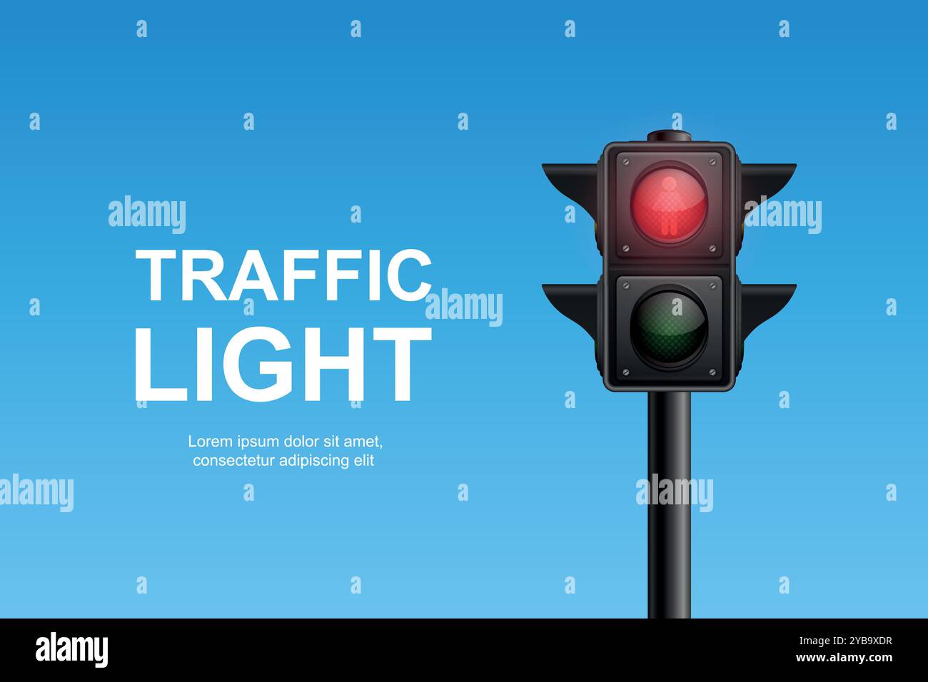 Vector Realistic Traffic Light with Red Light On. Pedestrian Signal in ...