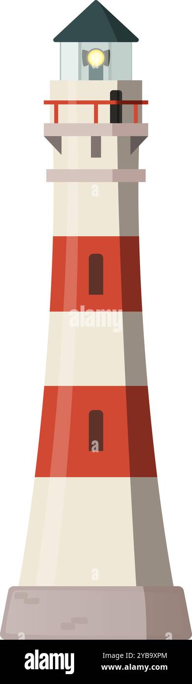 Lighthouse cartoon icon. Vintage sea beacon tower Stock Vector Image ...