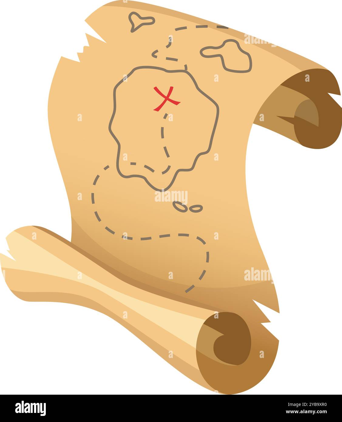 Ancient treasure map pirate parchment cartoon icon Stock Vector Image ...