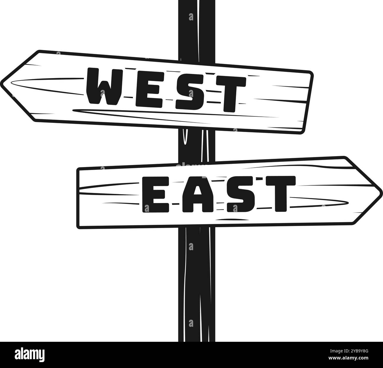 Wooden signpost south west Black and White Stock Photos & Images - Alamy