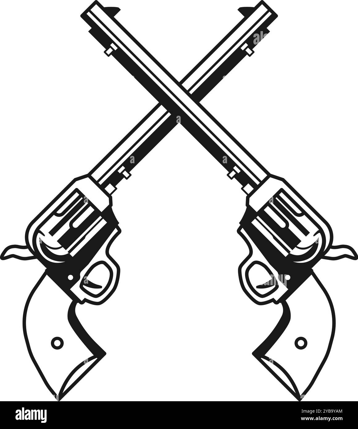Crossed revolvers line icon. Retro pistols. Gun fight symbol Stock ...