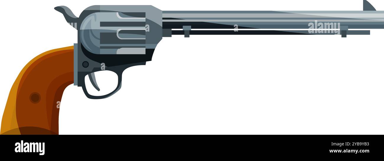 Vintage hand gun. Revolver pistol cartoon icon Stock Vector Image & Art ...