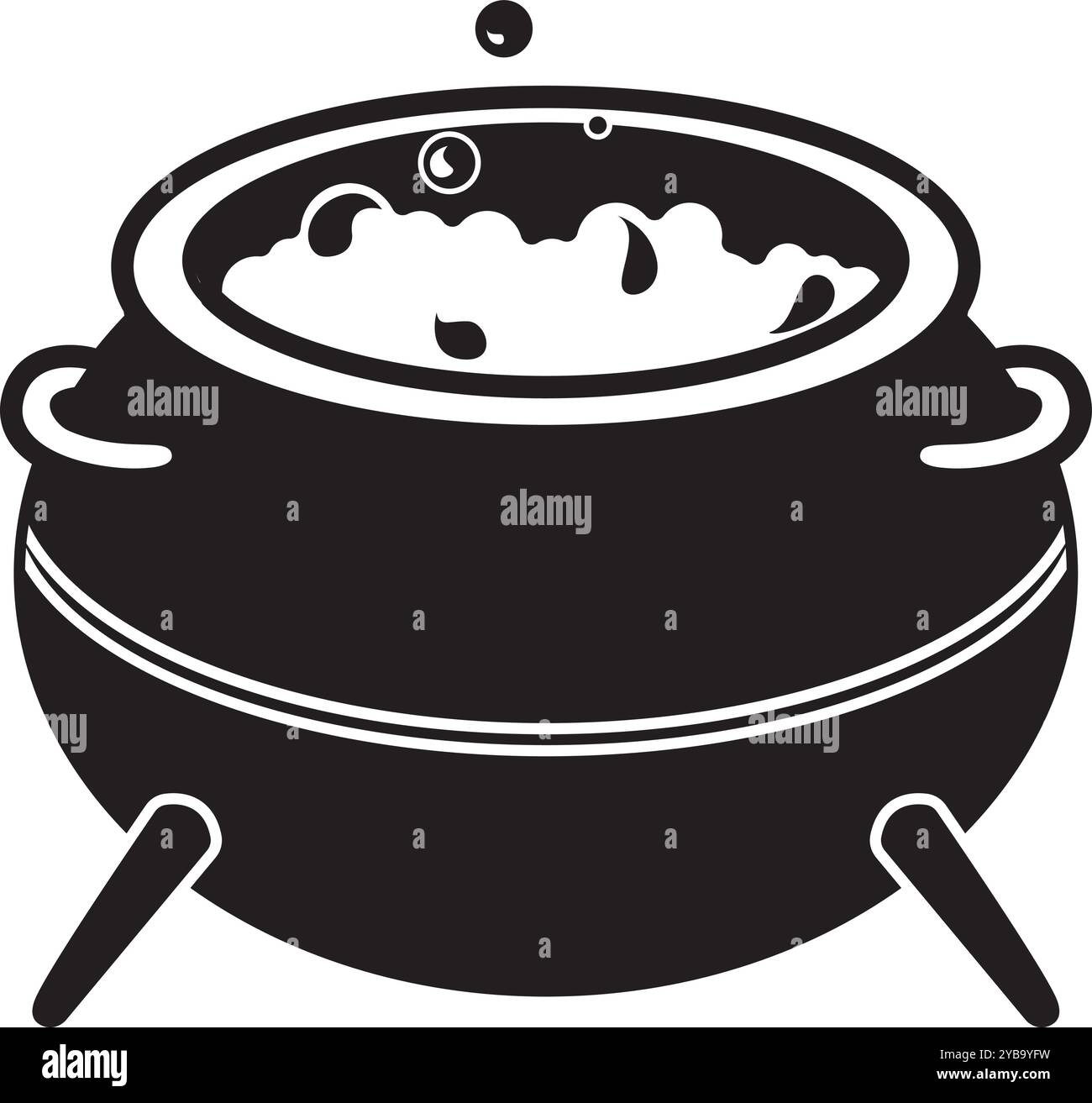 Cauldron black icon. Boiling witch potion pot Stock Vector Image & Art ...