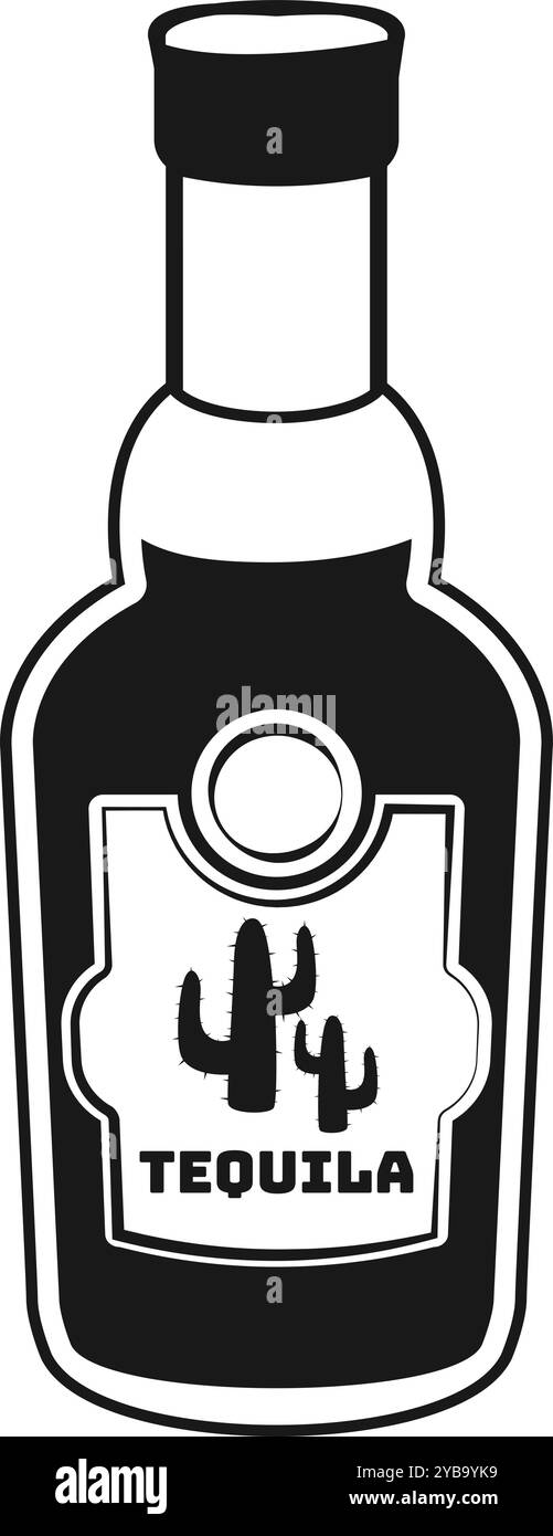 Tequila bottle black icon. Drink bar menu symbol Stock Vector Image ...