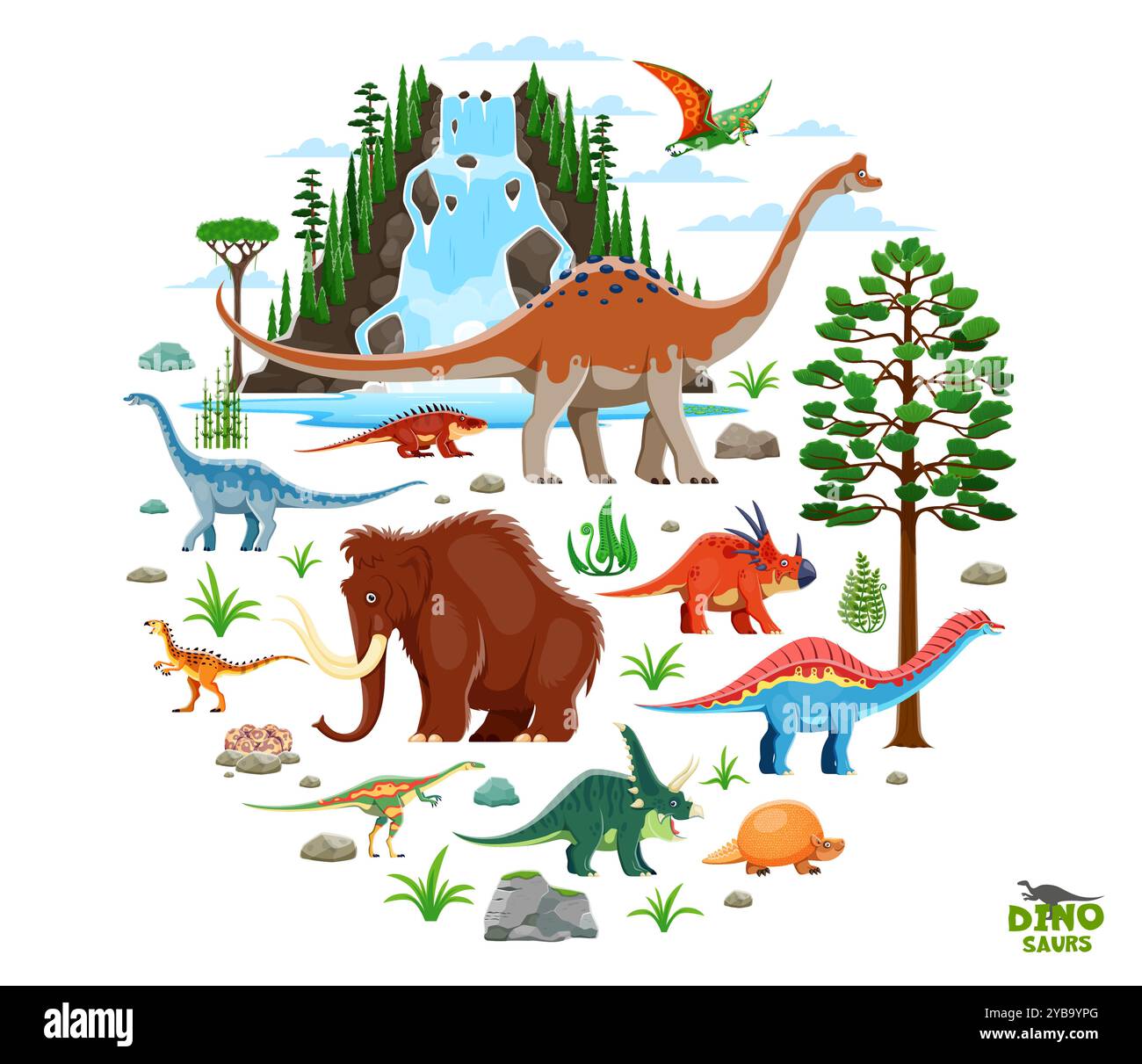 Prehistoric cartoon dinosaurs, Jurassic park lizards and ice age ...