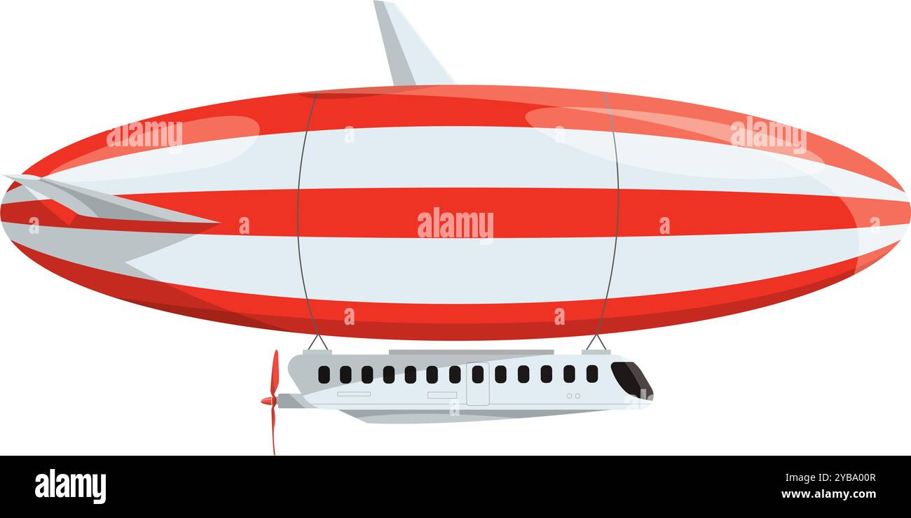 Retro airship cartoon icon. Flying zeppelin symbol isolated on white ...