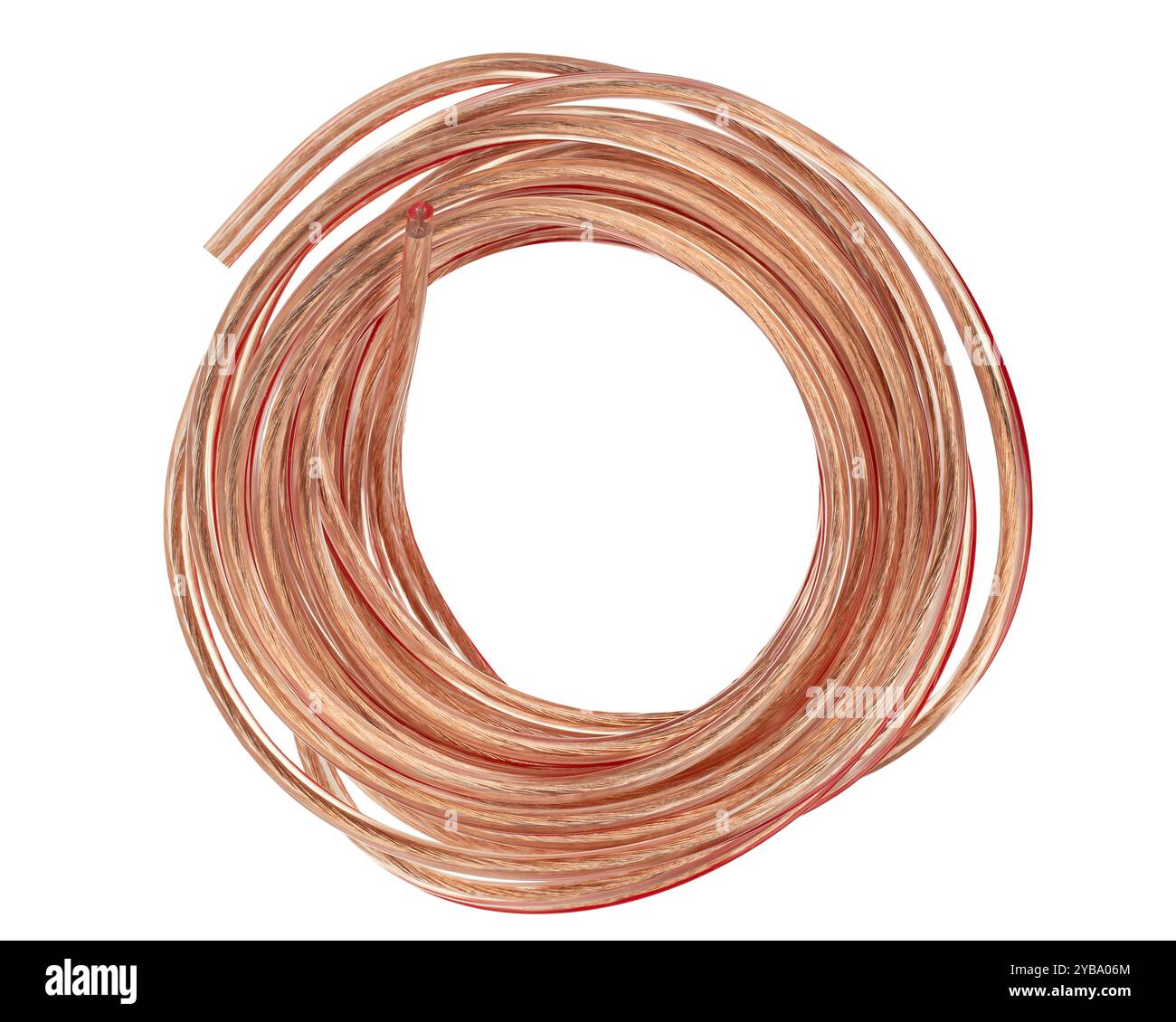 Coiled Copper Wire with Transparent Red Insulation Isolated on White ...