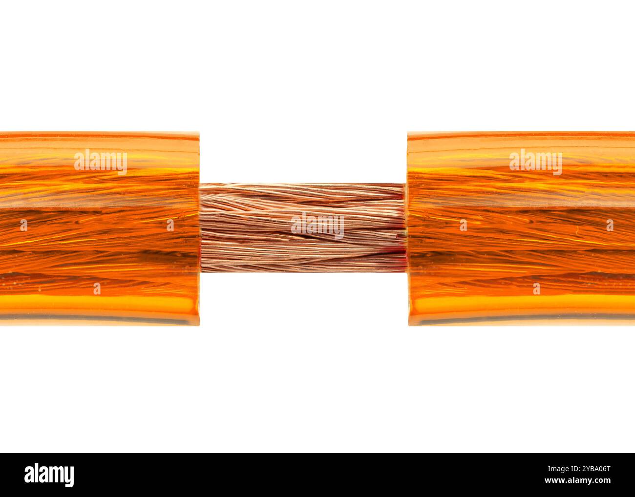 Exposed Copper Wire Inside Orange Insulation Close Up Stock Photo - Alamy