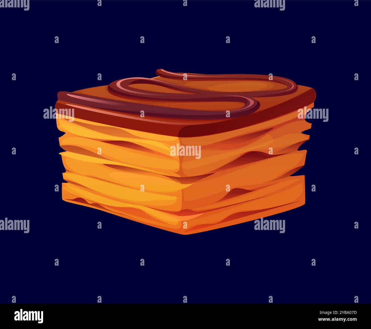 Cartoon confectionery and sweet pastry. Vector square slice of layered ...