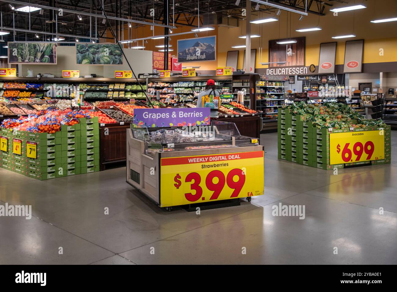 Palmer, Alaska. A Fred Meyer grocery store with a customer and sales ...