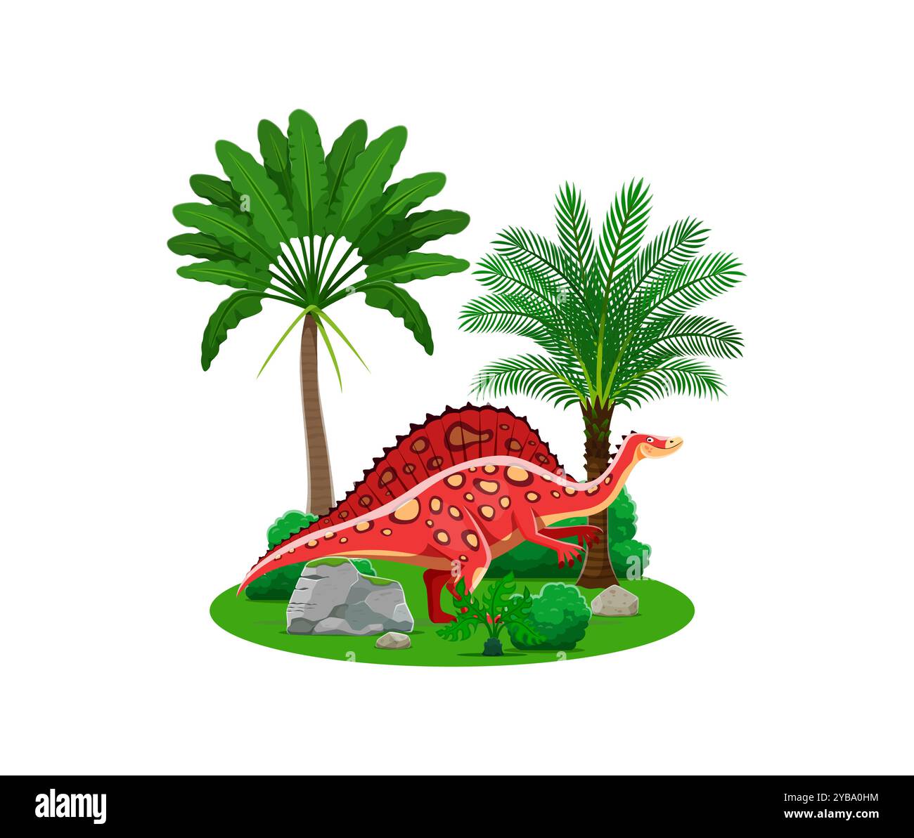 Ouranosaurus prehistoric dinosaur character. Isolated vector red ...