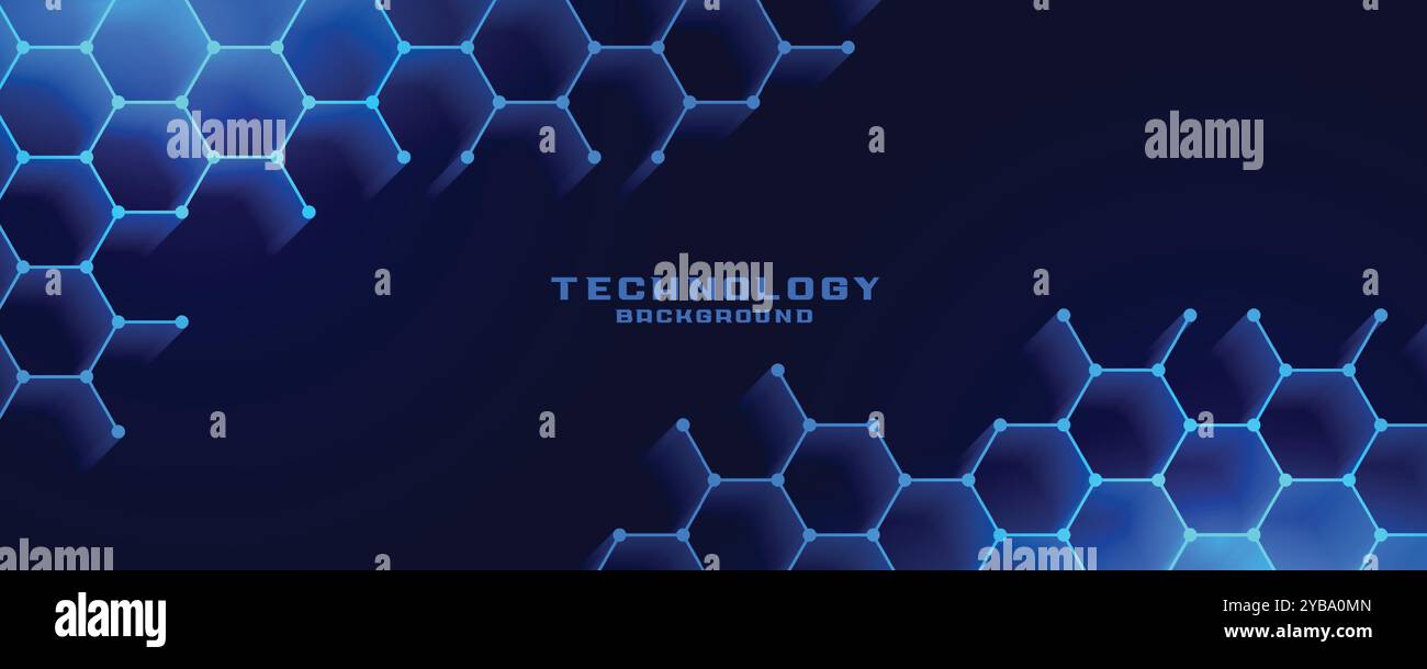 Blue hexagonal mesh technology Stock Vector Images - Alamy