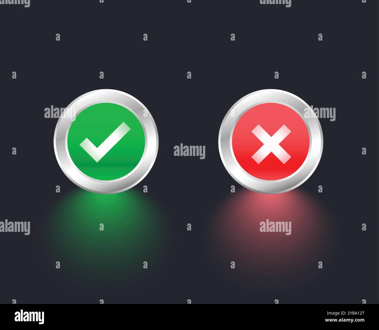 shiny metallic check mark and cross buttons Stock Vector Image & Art ...