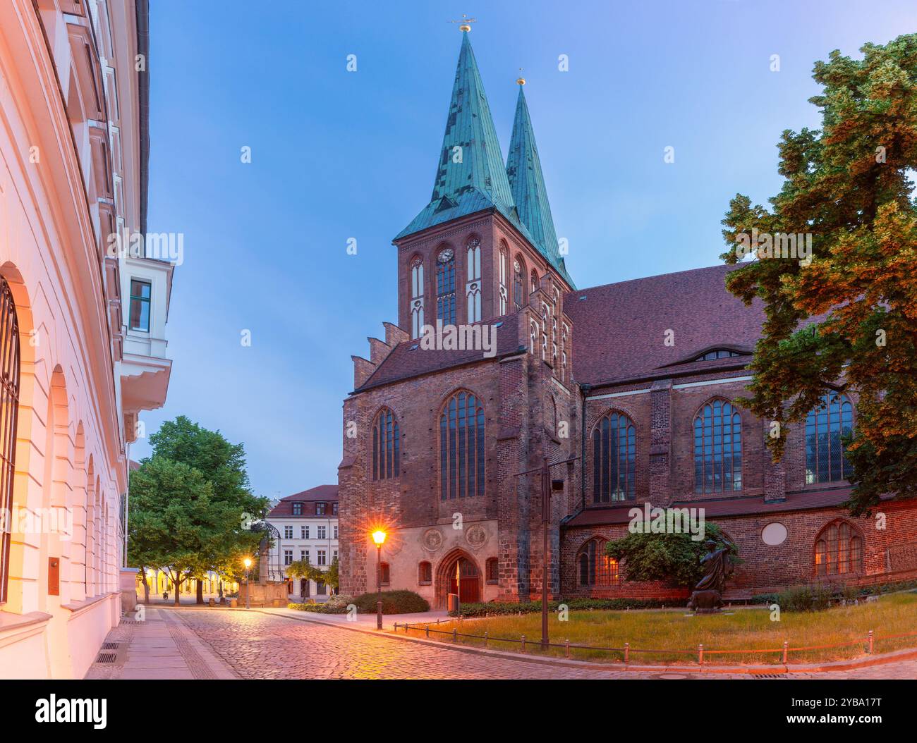 Morning view of St. Nicholas Church, the oldest church in Berlin ...