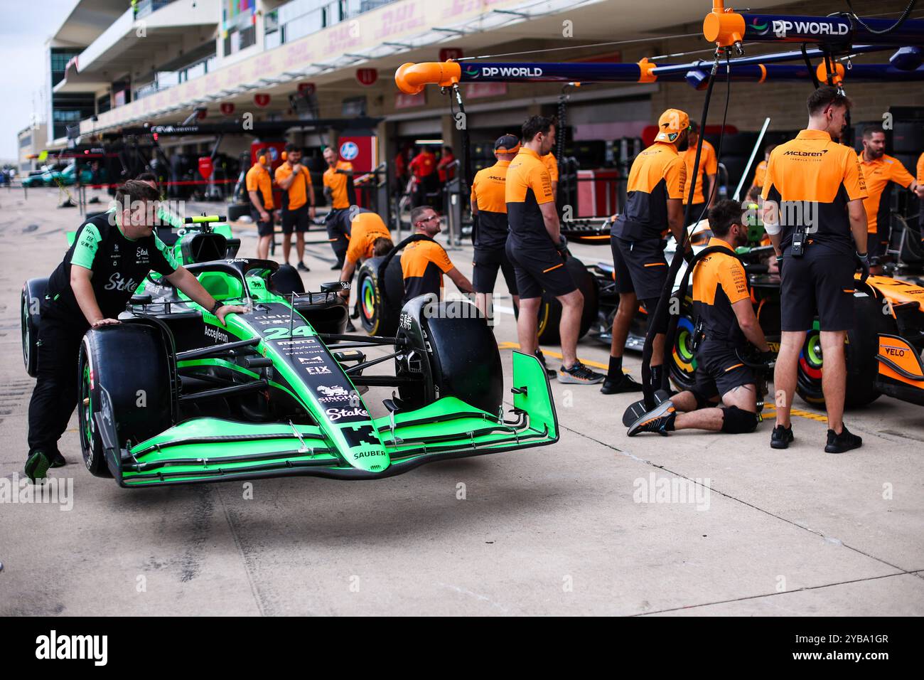 Stake F1 Team Kick Sauber, and McLaren F1 Team pitman during the ...