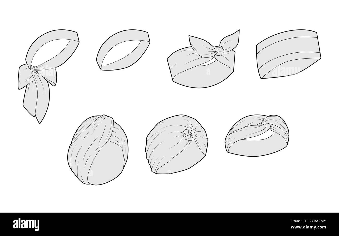 Set of Headband - Turban Scarf Tie Headscarf Summer Head Fashion ...