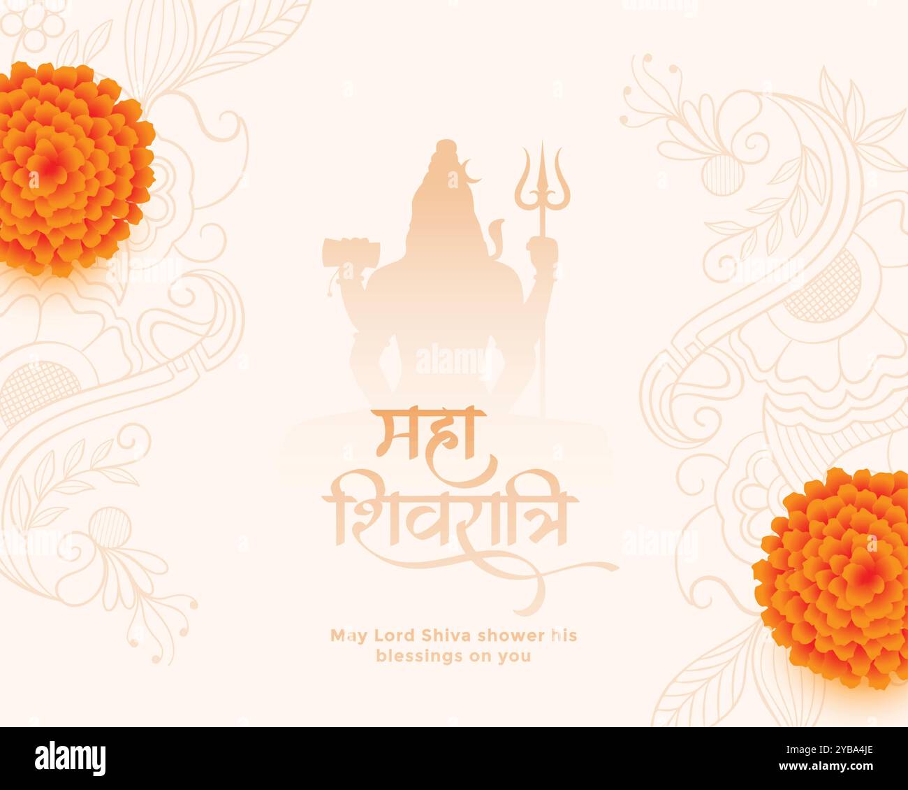 religious maha shivratri festival flower greeting design Stock Vector ...
