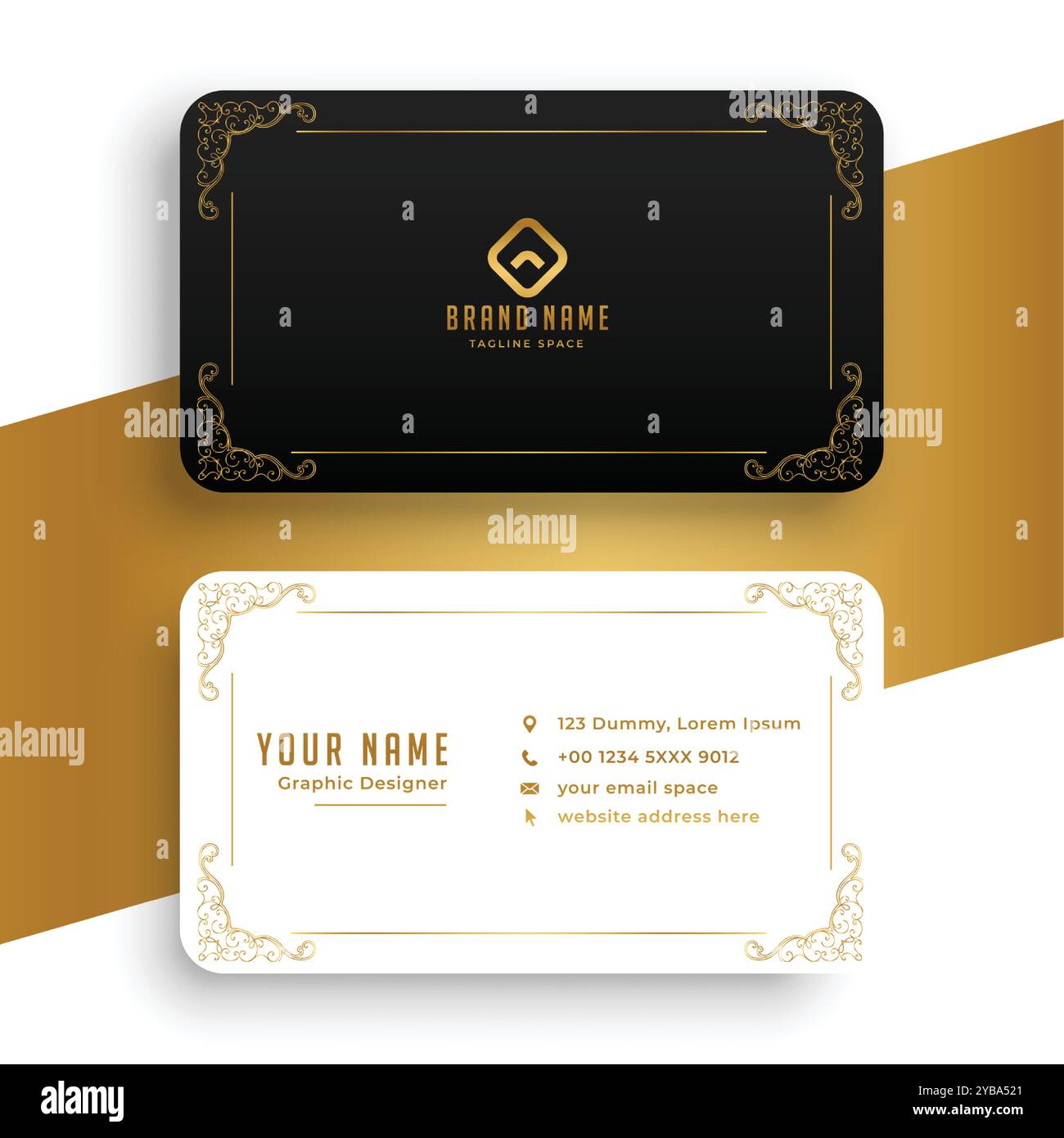 luxury golden frame business card mockup design Stock Vector Image ...