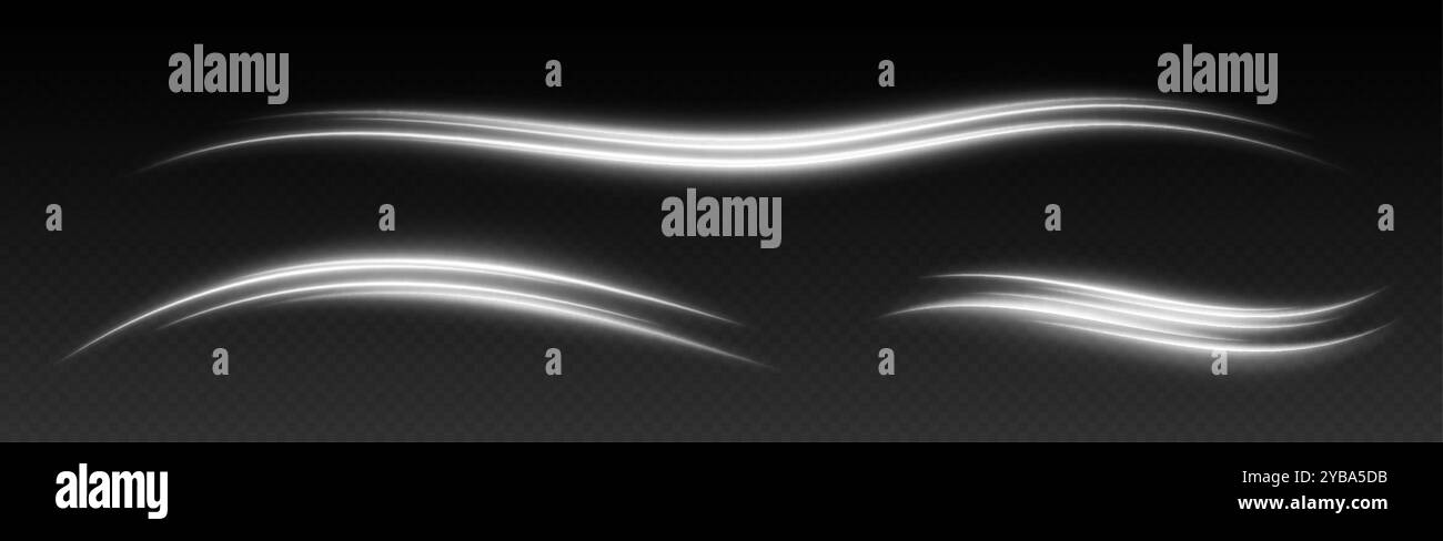 Glowing white light swirls with smooth, flowing curves. Light effect in ...