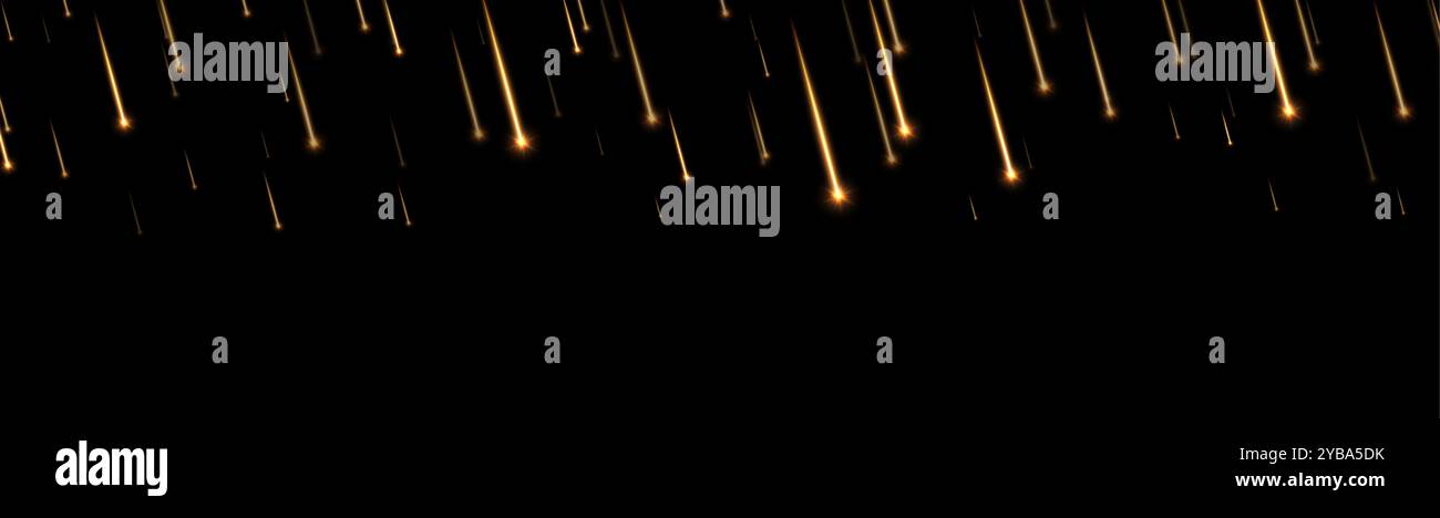 Meteor rain, shooting stars background. Bright, streaking magic lights falling from the sky ...