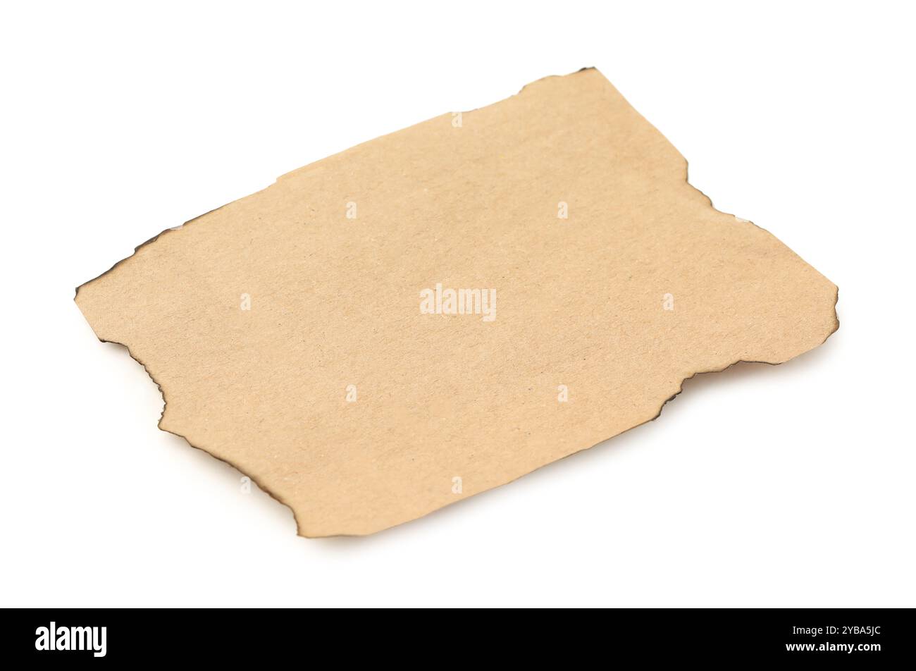 Piece of old paper with dark burnt borders isolated on white Stock ...