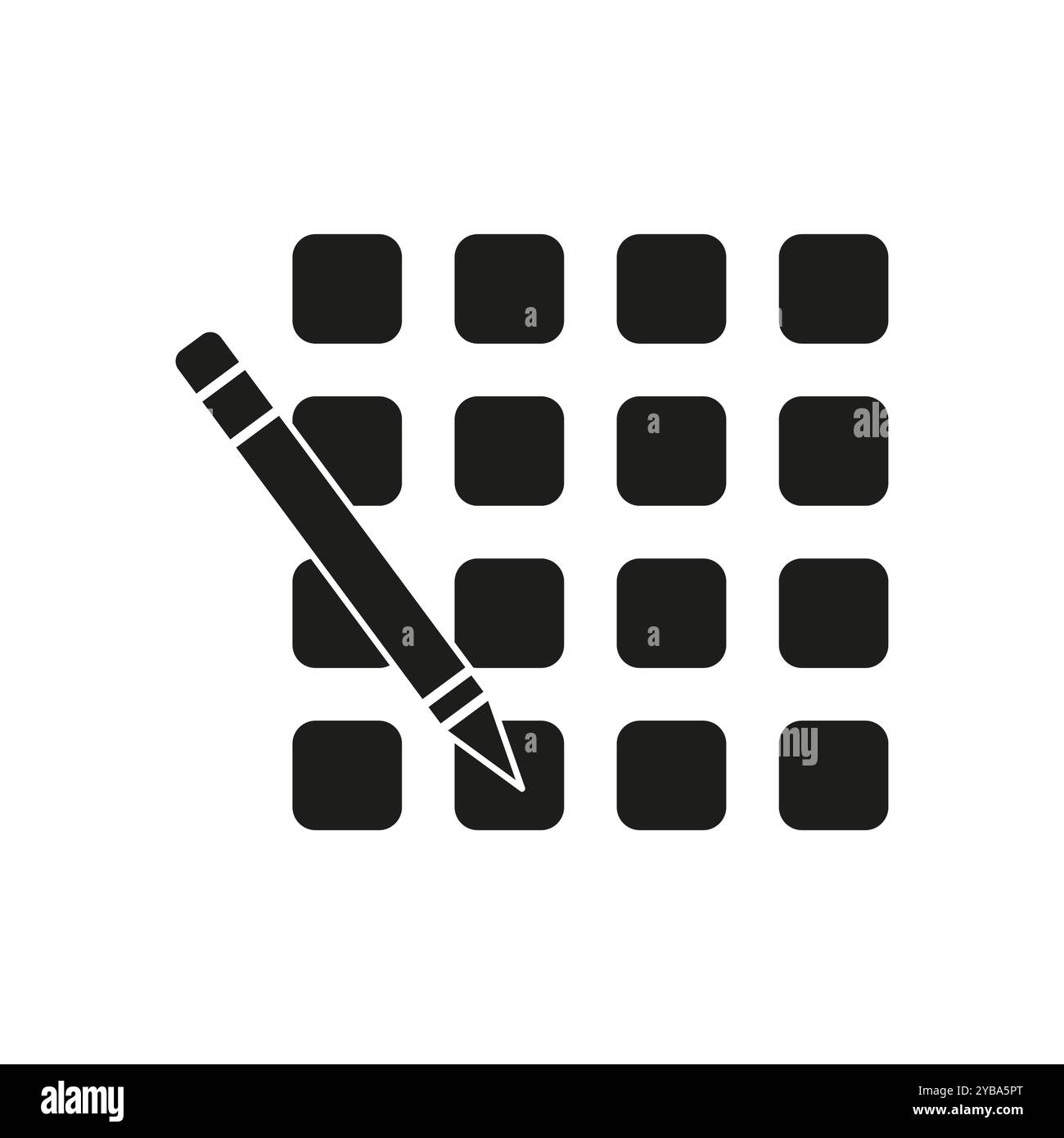 Pencil icon design. Grid of squares. Creative editing symbol. Minimal ...