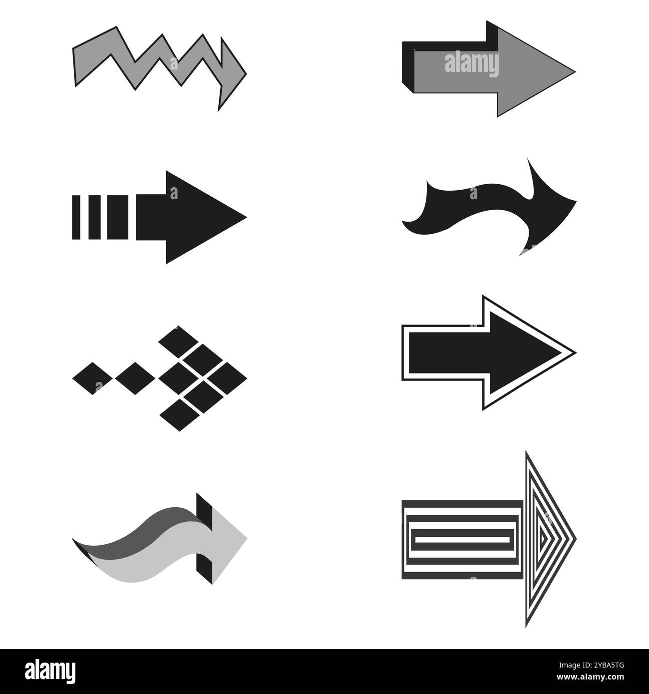 Arrow icons set. Abstract direction shapes. Vector arrow collection. Bold graphic symbols Stock ...