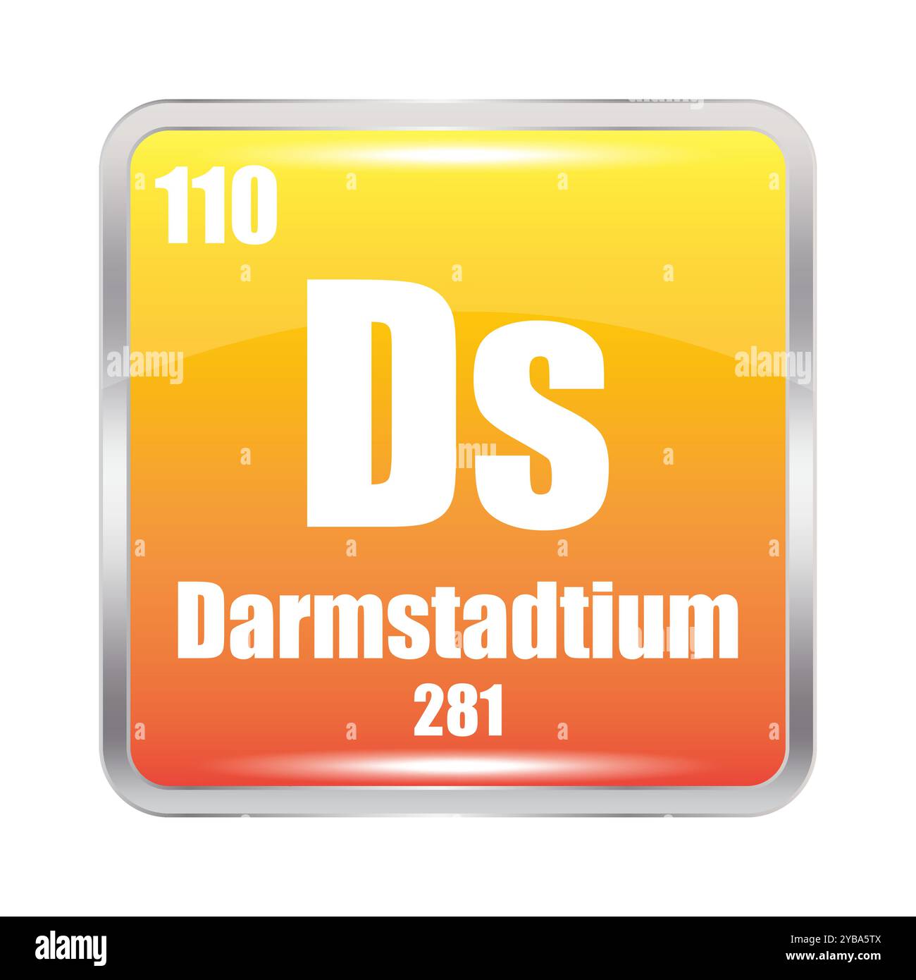 Darmstadtium icon. Ds chemical element. Atomic number 110. Mass 281 ...