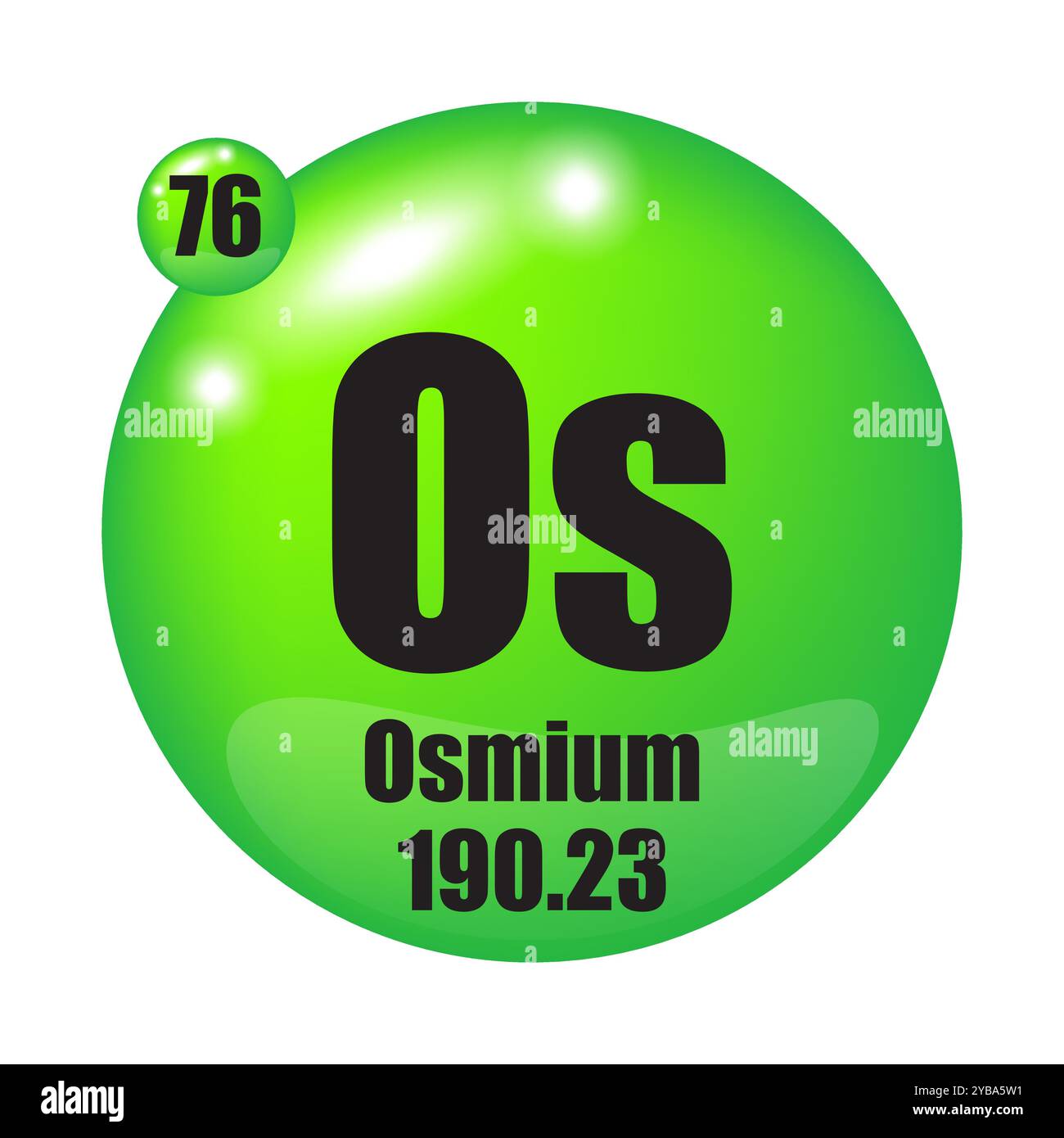 Osmium icon. Os chemical element. Atomic number 76. Mass 190.23. Green ...