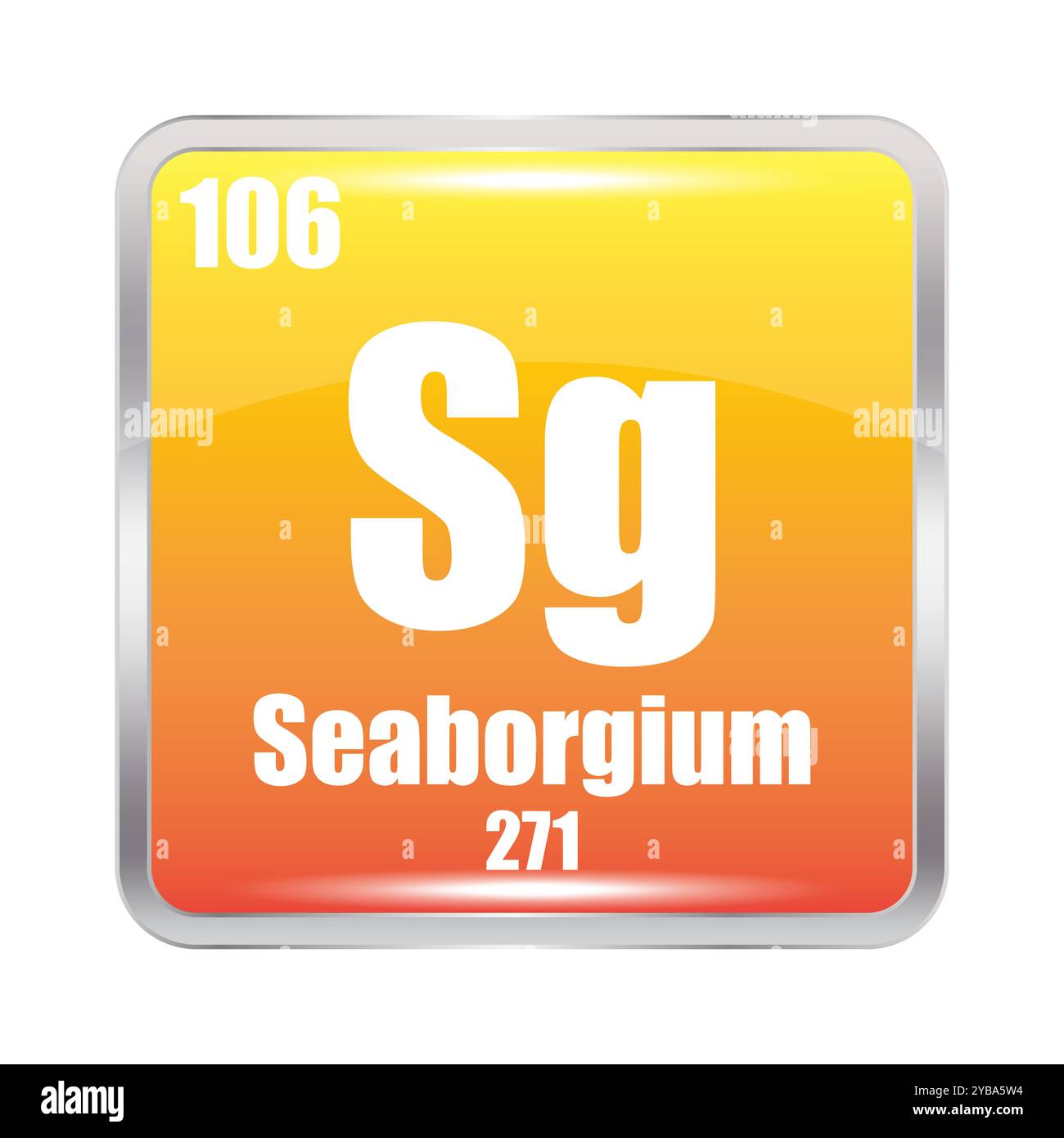 Seaborgium icon. Sg chemical element. Atomic number 106. Mass 271 Stock ...
