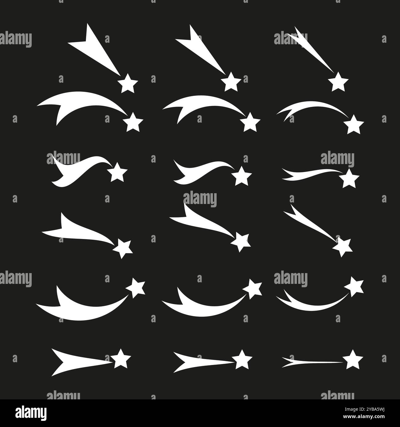 shooting stars set. vector cosmic shapes. celestial icons with tails ...