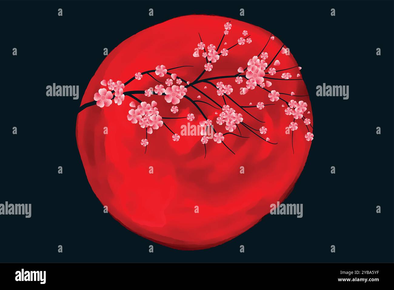 Red flowers sakura tree Stock Vector Images - Alamy