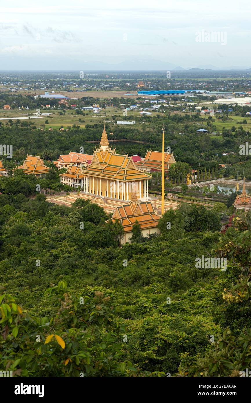 An aerial view of The Vipassana Dhura Buddhist Center, Oudong, Cambodia ...