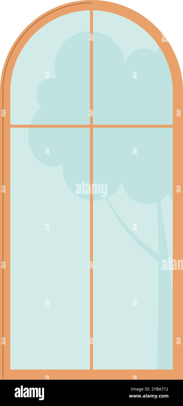 Tall window with wooden frame for home decor, Vector Stock Vector Image ...