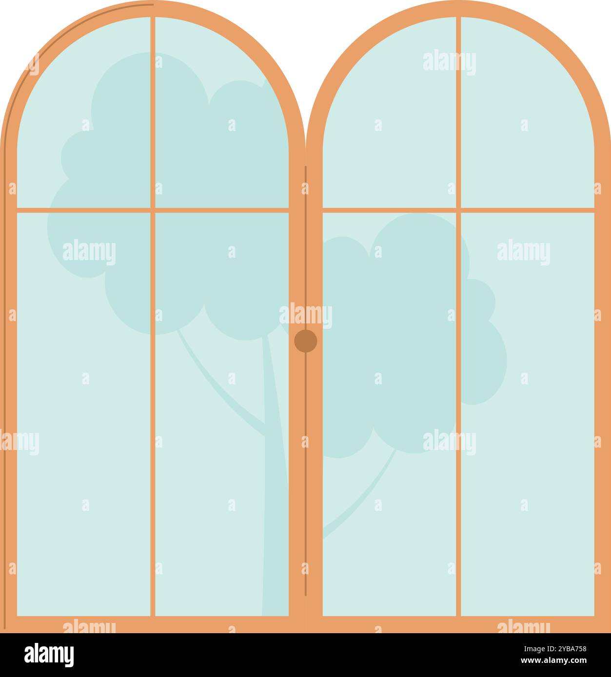 Tall window with wooden frame for home decor, Vector Stock Vector Image ...