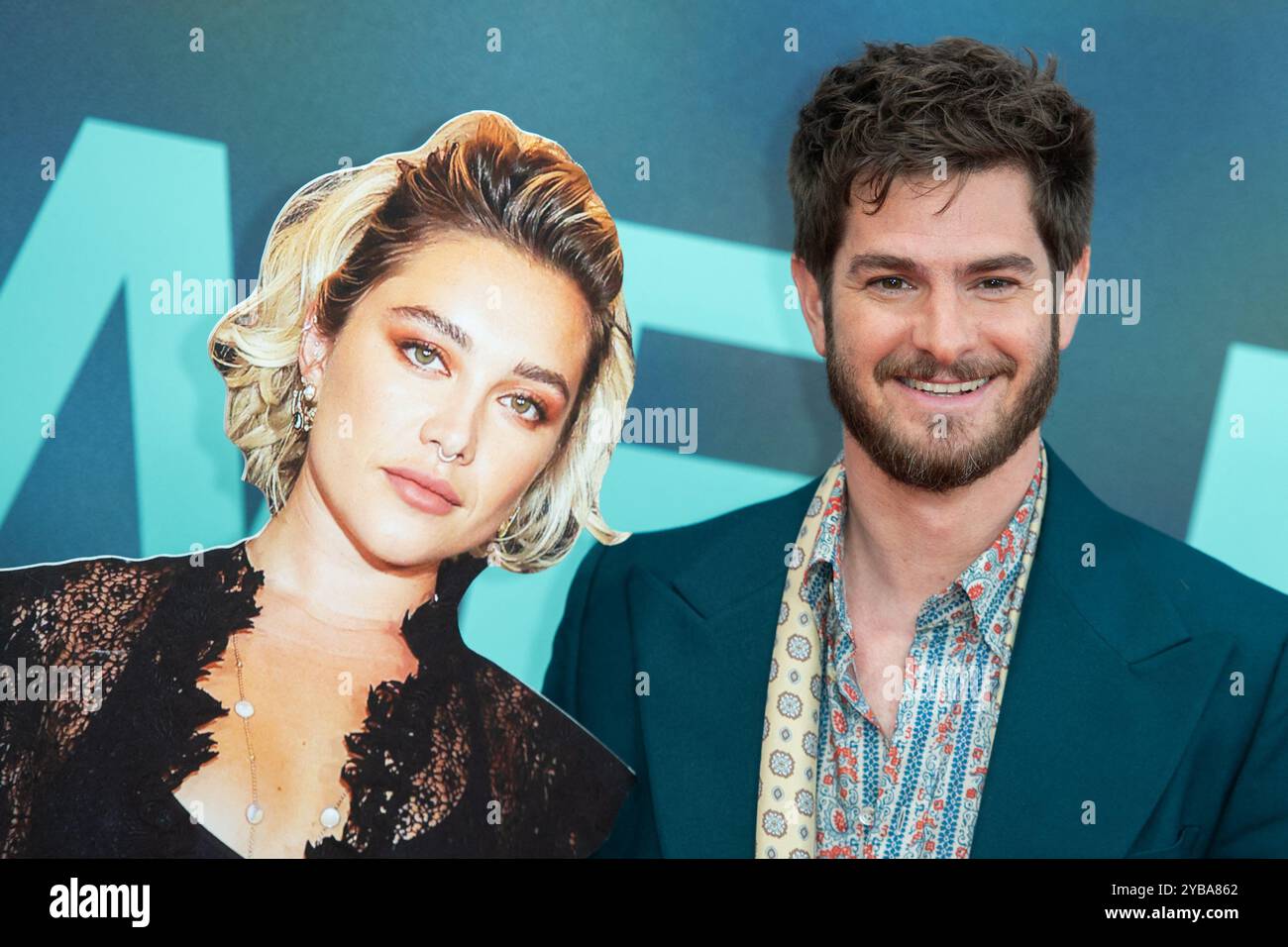 London, UK. 17th Oct, 2024. Andrew Garfield poses with a cardboard ...