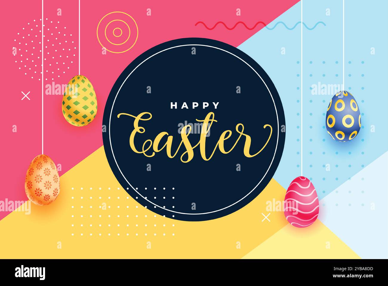 colorful easter card design with hanging eggs Stock Vector Image & Art ...