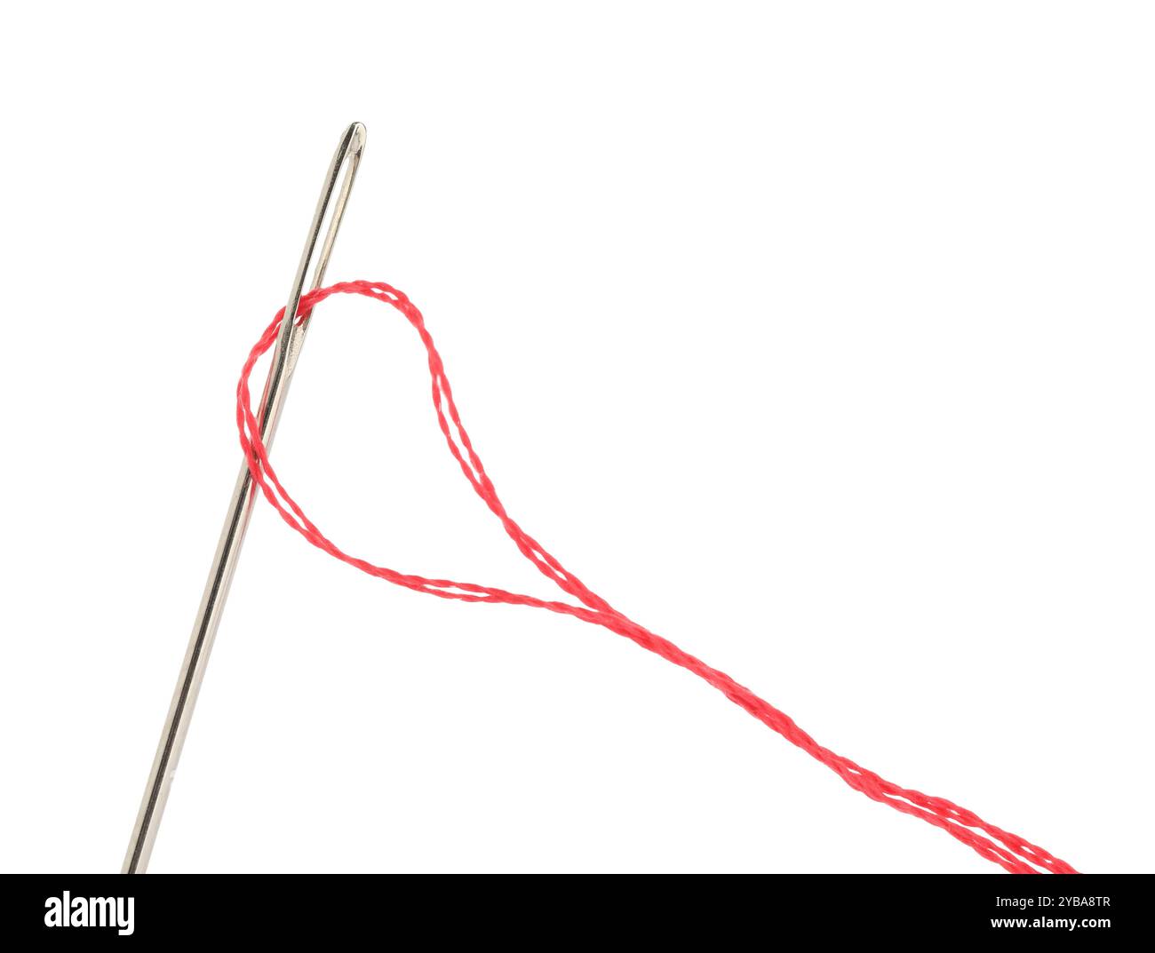 Sewing needle with red thread isolated on white, closeup Stock Photo ...