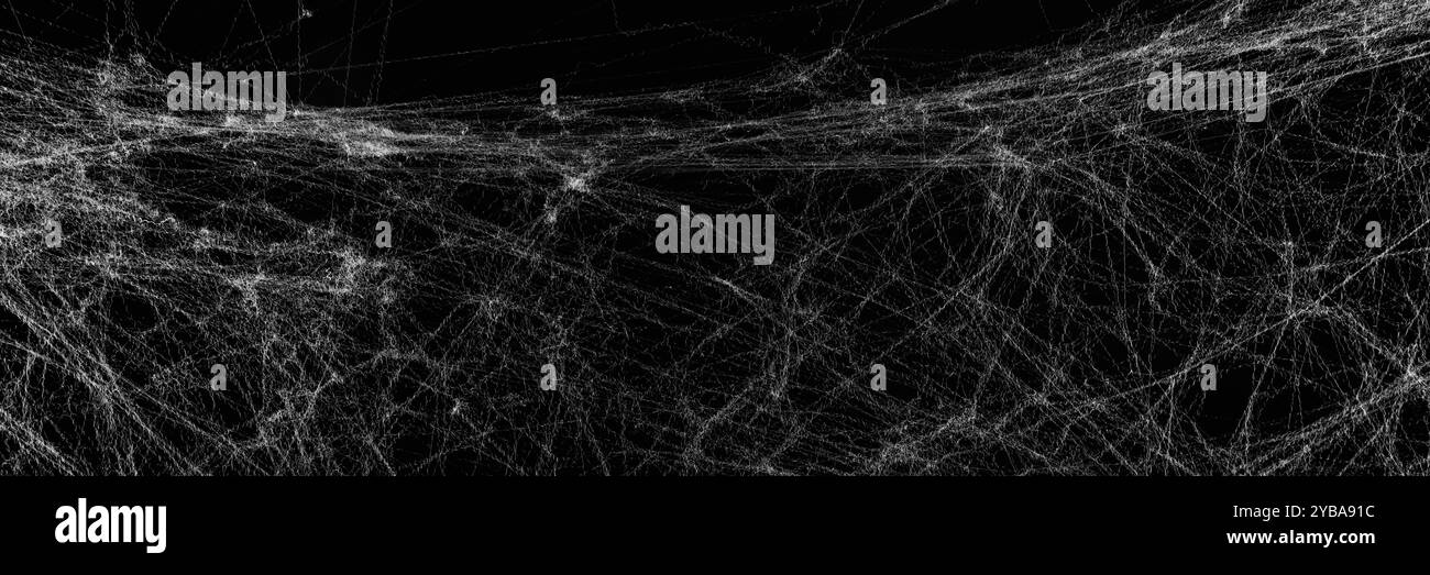 White cobweb on black background, banner design Stock Photo - Alamy